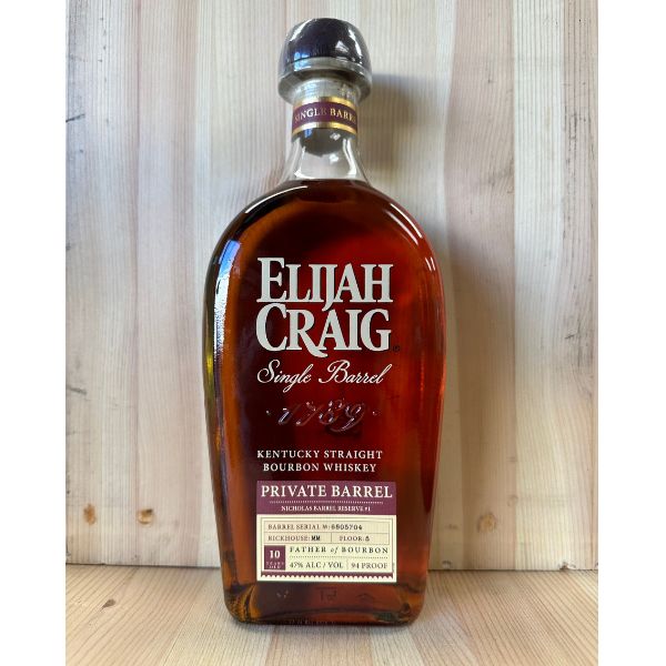Elijah Craig Nicholas Single Private Barrel 10-Year Bourbon Whiskey ...